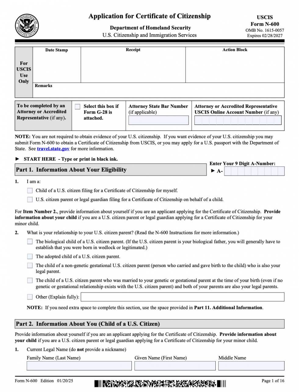 Current Processing Times for Form N-600: February 2026